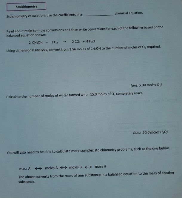 Solved Stoichiometry chemical equation. Stoichiometry | Chegg.com