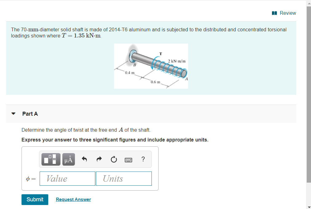 Solved Review The 70-mm-diameter solid shaft is made of | Chegg.com