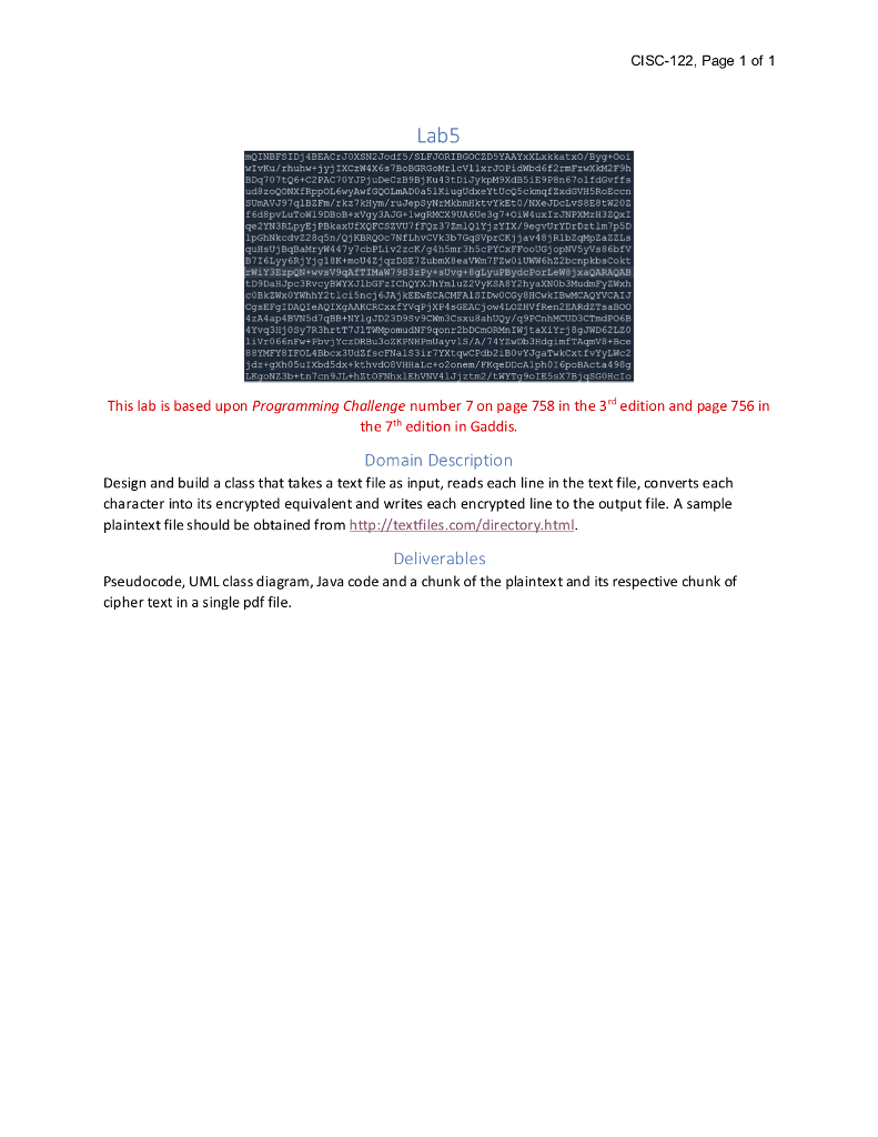 Solved CISC-122, Page 1 of 1 Lab5 | Chegg.com