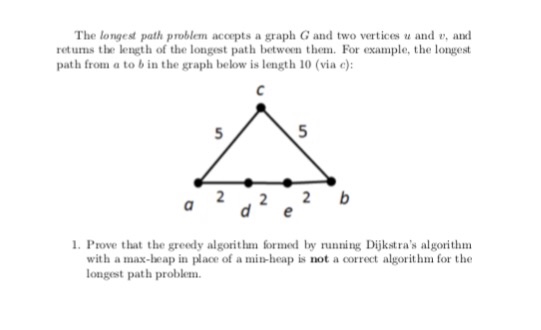 Solved The longest path problem accepts a graph G and two | Chegg.com