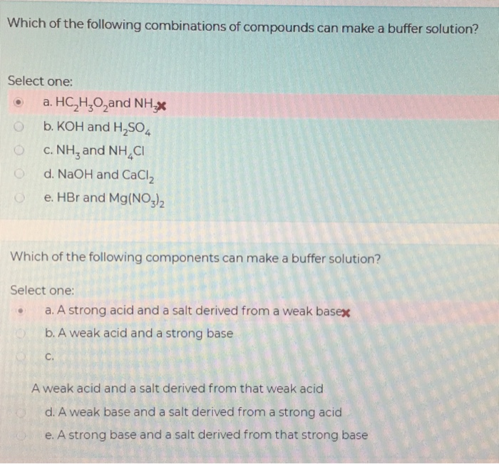 Solved Which Of The Following Combinations Of Compounds Can 