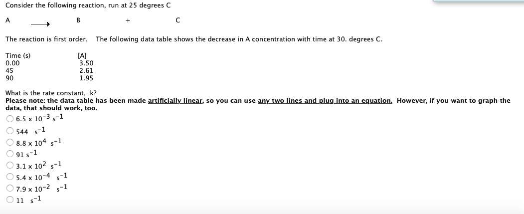 Consider the following reaction, run at 25 degrees C | Chegg.com
