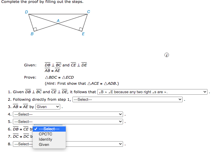 Solved Complete the proof by filling out the steps. (i) | Chegg.com