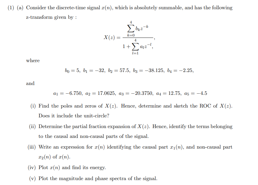 (1) (a) Consider the discrete-time signal x(n), which | Chegg.com