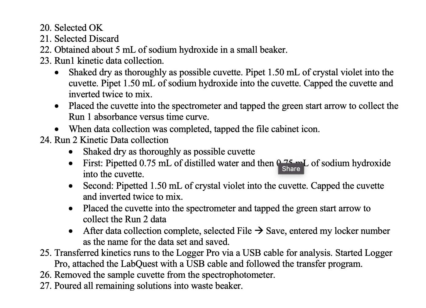 Solved OBJECTIVES: OBSERVATION OF THE REACTION KINETICS | Chegg.com