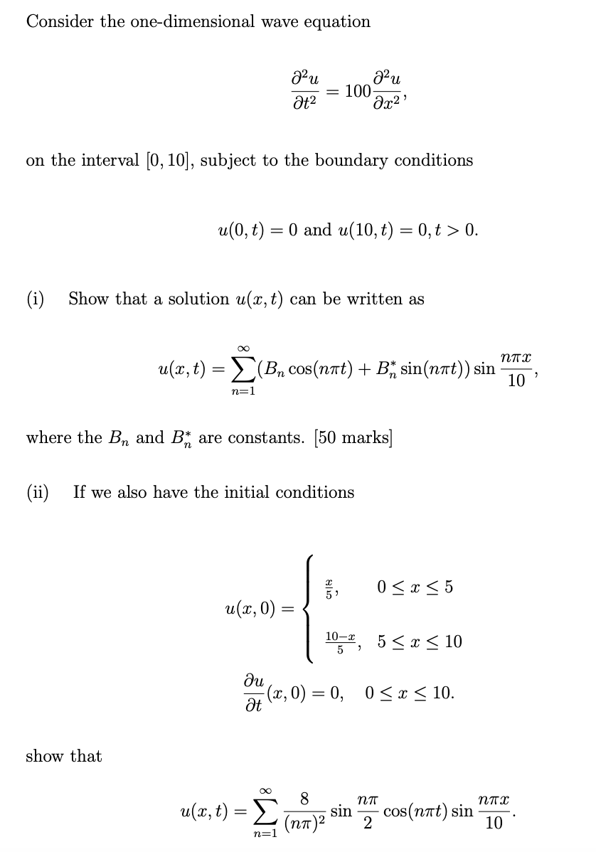 Solved Consider the one-dimensional wave equation a2u at2 | Chegg.com
