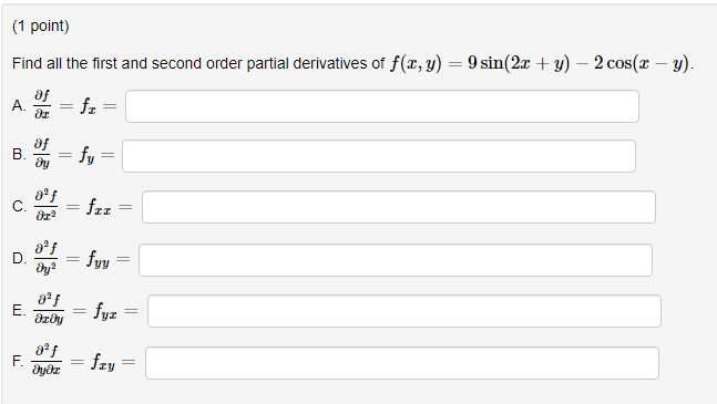 Solved Find all the first and second order partial | Chegg.com
