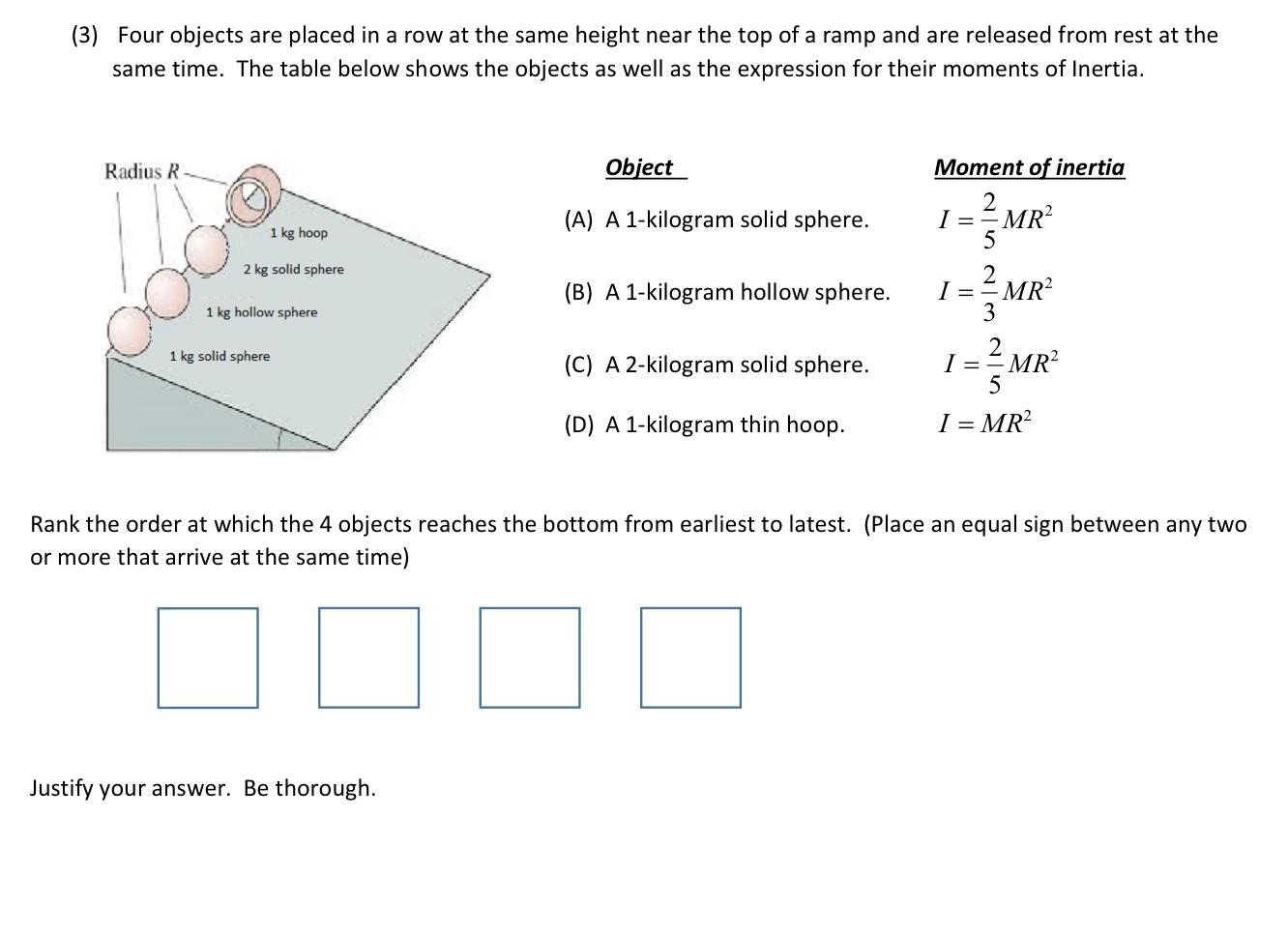 Solved (3) Four objects are placed in a row at the same | Chegg.com