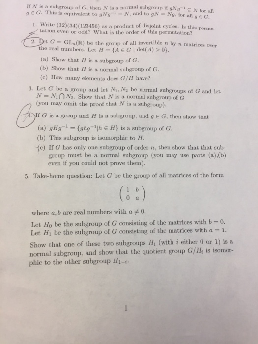 Solved If N is a subgroup of G, then N is a normal subgroup | Chegg.com
