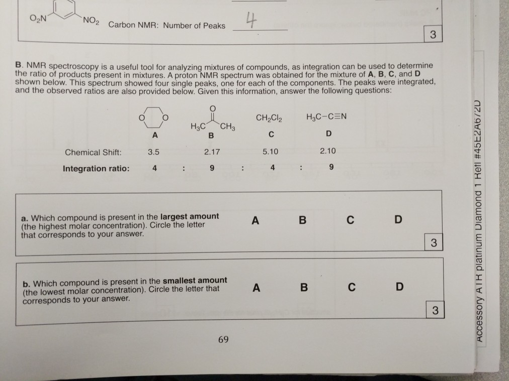 Solved O2N NO 2 Carbon NMR: Number of Peaks 3 B. NMR | Chegg.com