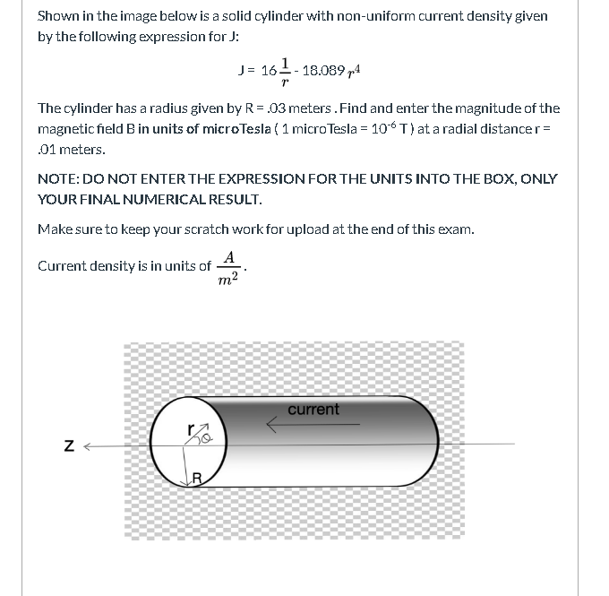 Solved Shown in the image below is a solid cylinder with | Chegg.com