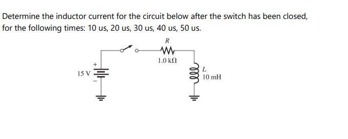 Solved Determine the inductor current for the circuit below | Chegg.com