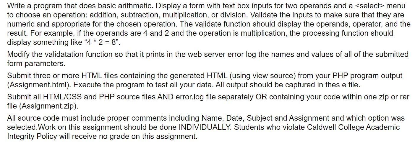 Write a program that does basic arithmetic. Display a | Chegg.com
