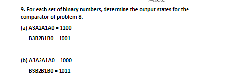 Solved 9. For each set of binary numbers, determine the | Chegg.com