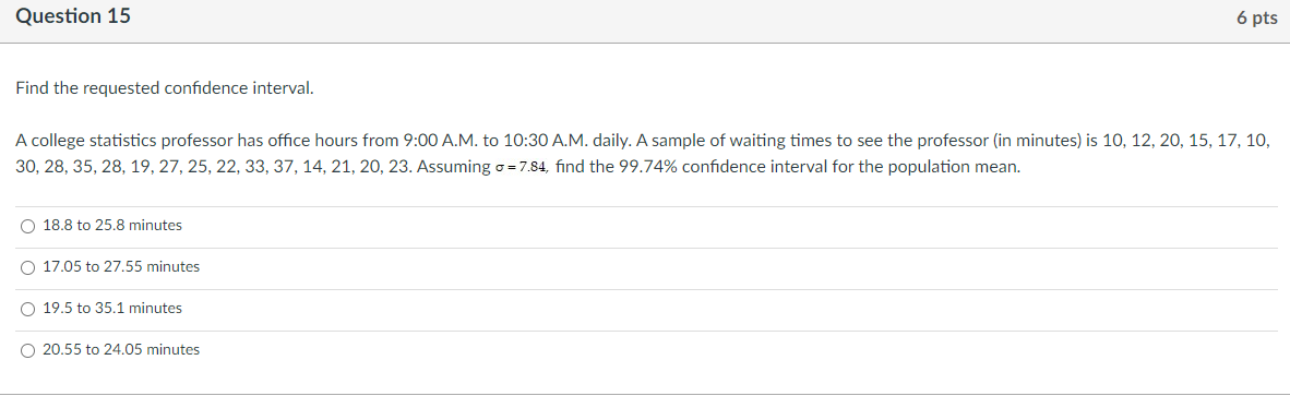 Solved Find the requested confidence interval. A college | Chegg.com