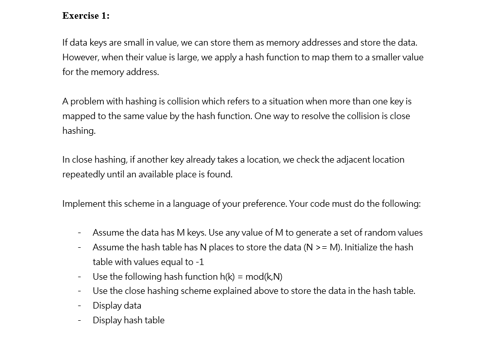 Solved If data keys are small in value, we can store them as | Chegg.com