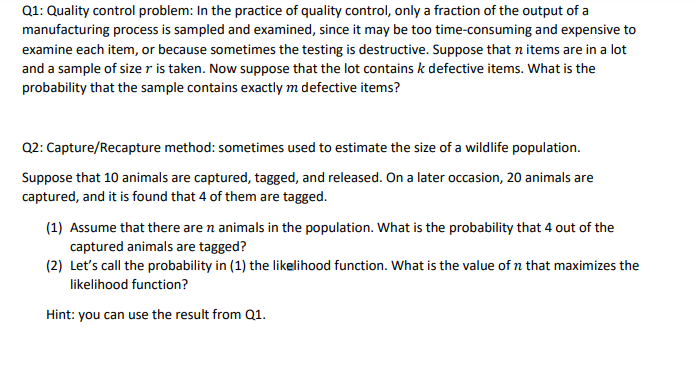 Solved Q1: Quality control problem: In the practice of | Chegg.com
