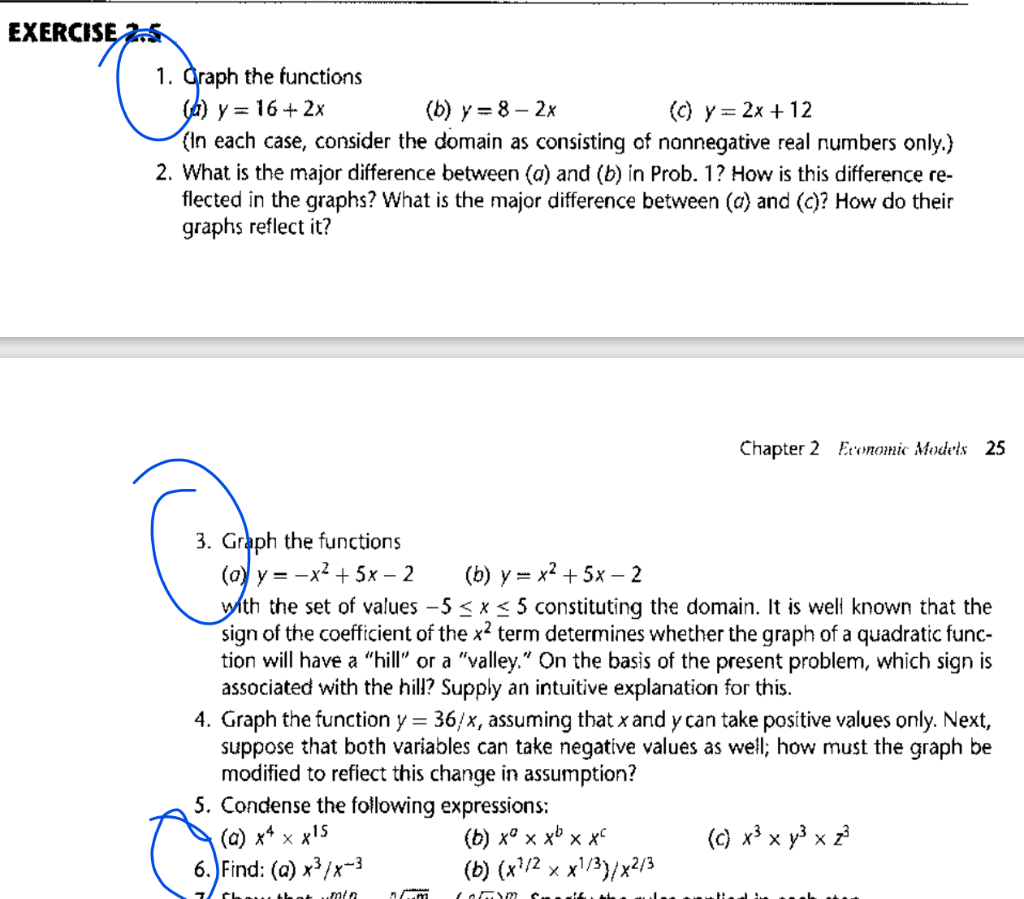 Solved EXERCISE 2.5 C 1. Graph the functions (a) y = 16 + 2x | Chegg.com