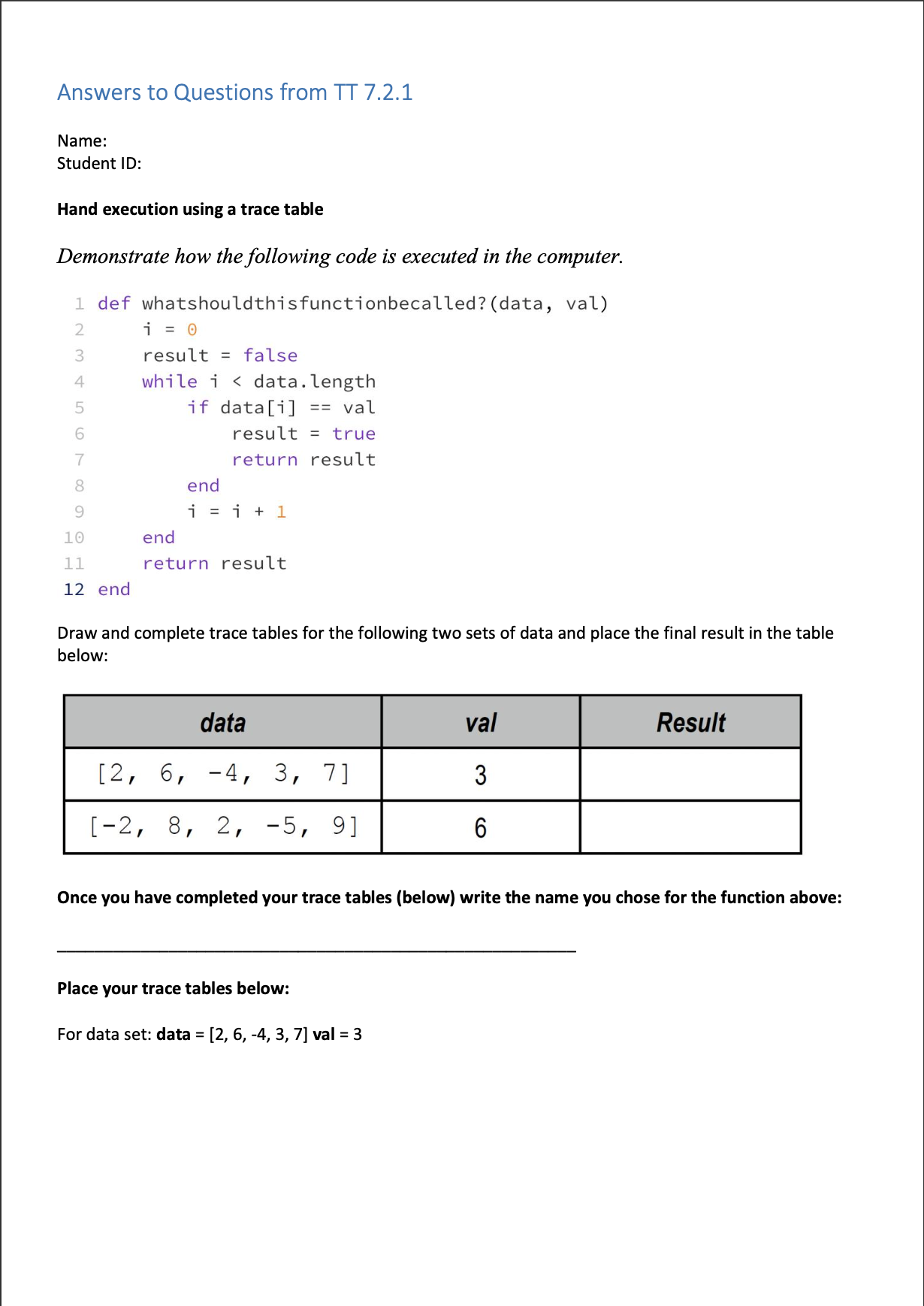 Solved In this task we again hand execute a program using | Chegg.com