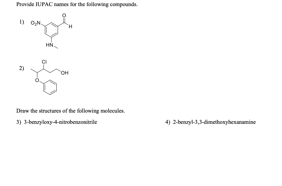Solved Provide IUPAC names for the following compounds. 1) | Chegg.com
