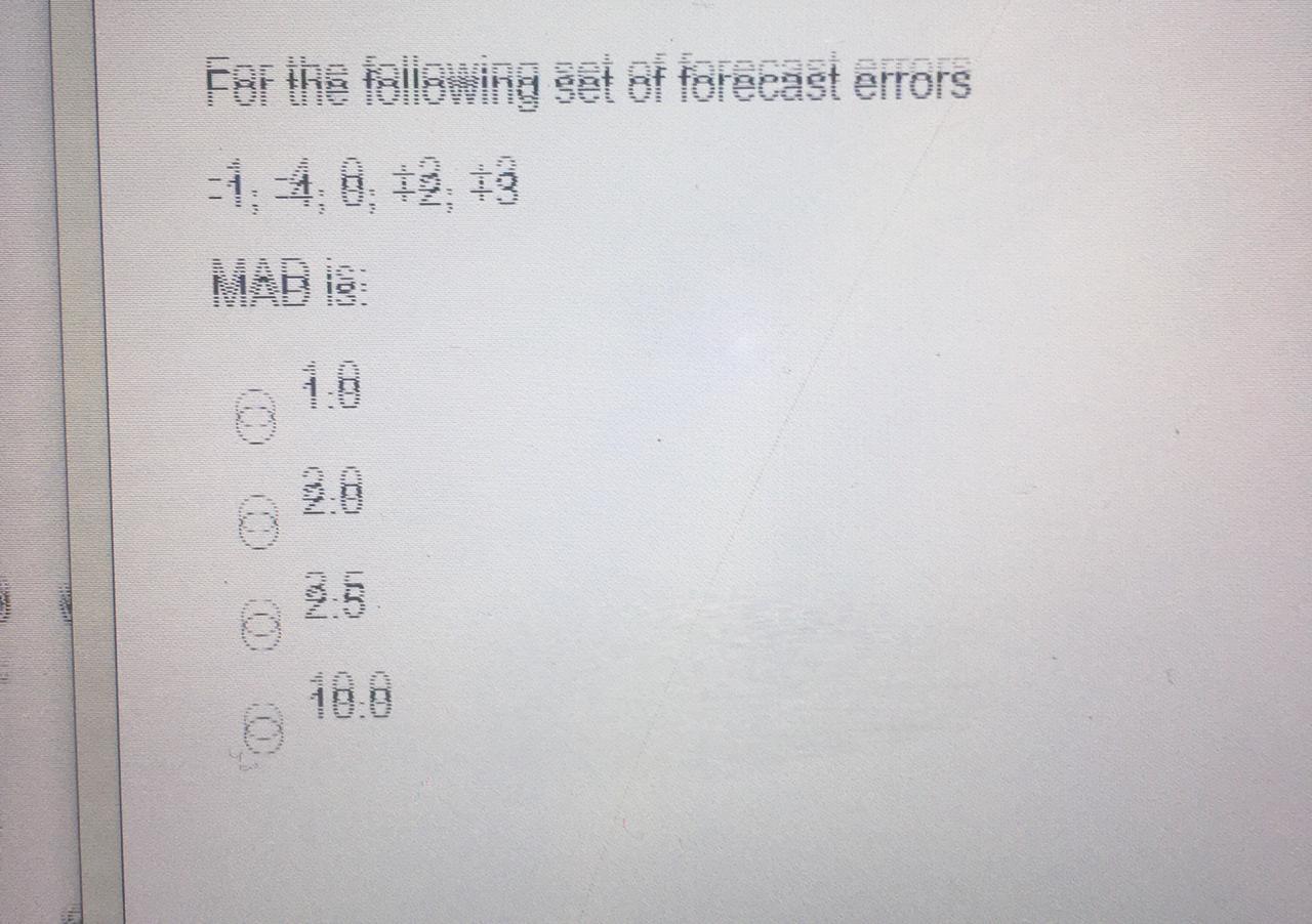 Solved For the following set of forecast errors = 1 4 0 2 3 | Chegg.com