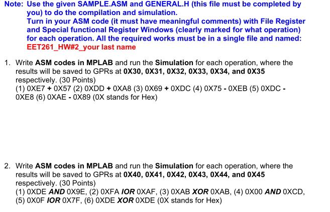 Note: Use the given SAMPLE.ASM and GENERAL.H (this | Chegg.com
