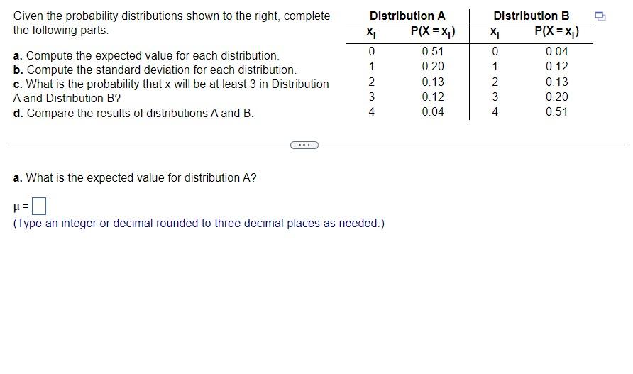 Solved Given the probability distributions shown to the | Chegg.com