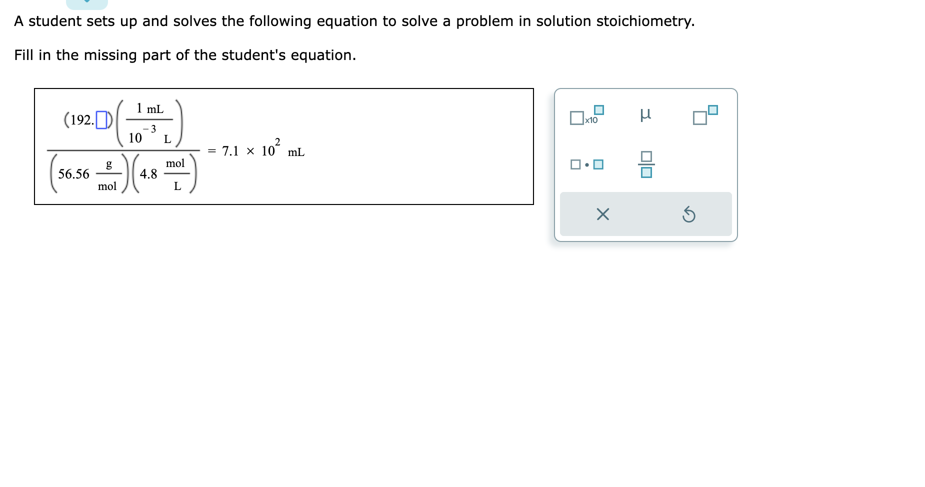 Solved A student sets up and solves the following equation | Chegg.com