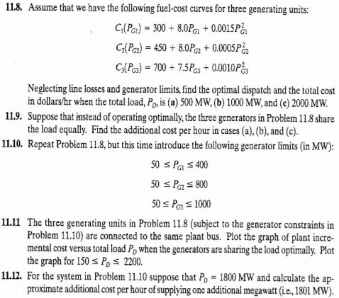 Solved 118. Assume that we have the following fuel-cost | Chegg.com