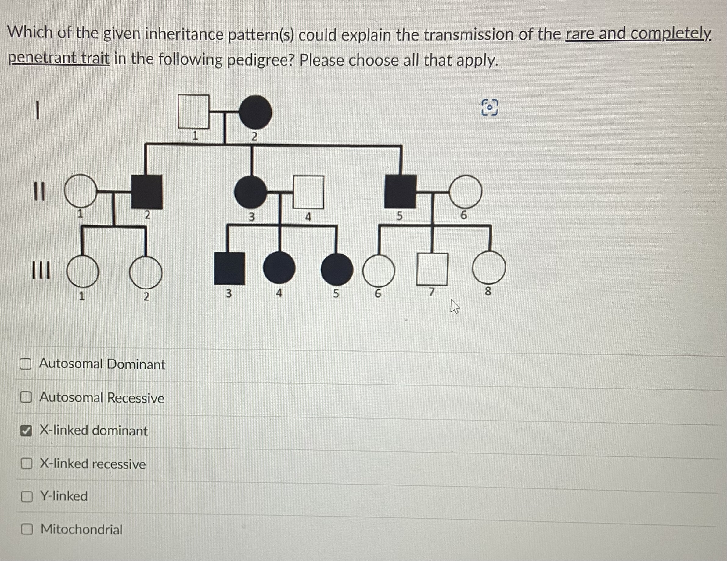 Which of the given inheritance pattern(s) ﻿could | Chegg.com