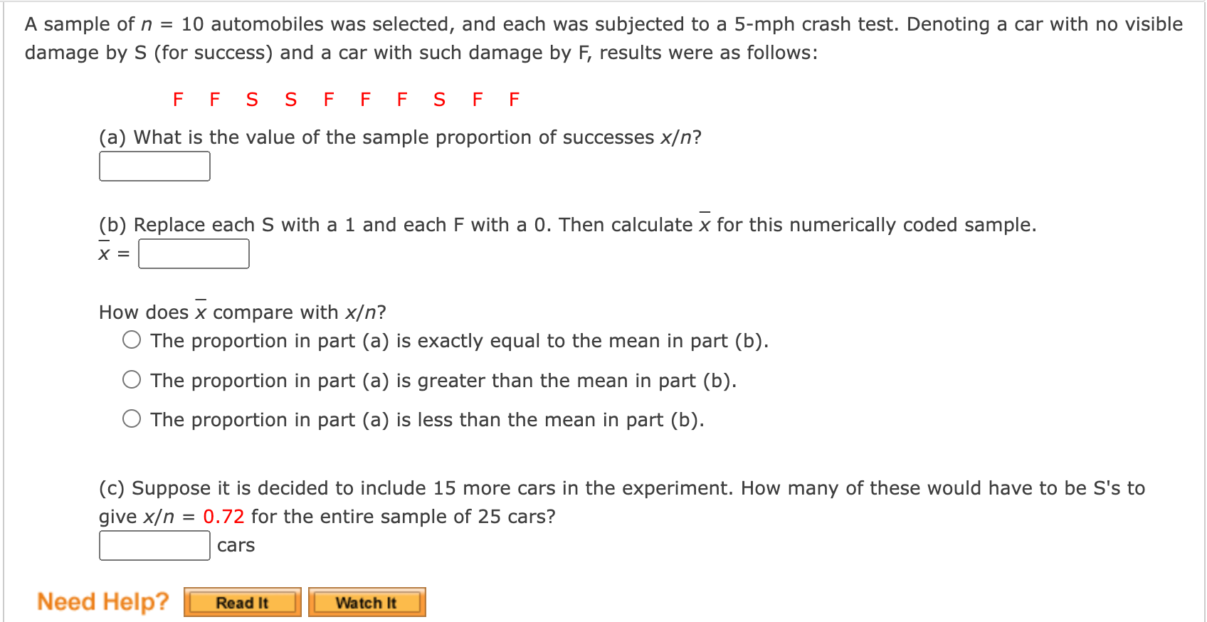 Solved sample of n=10 automobiles was selected, and each was | Chegg.com
