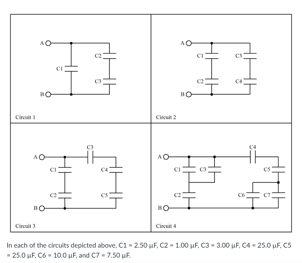 Solved AO AO C2 C1 C3 C3 C2 C4 BO BO Circuit 1 Circuit 2 C3 | Chegg.com