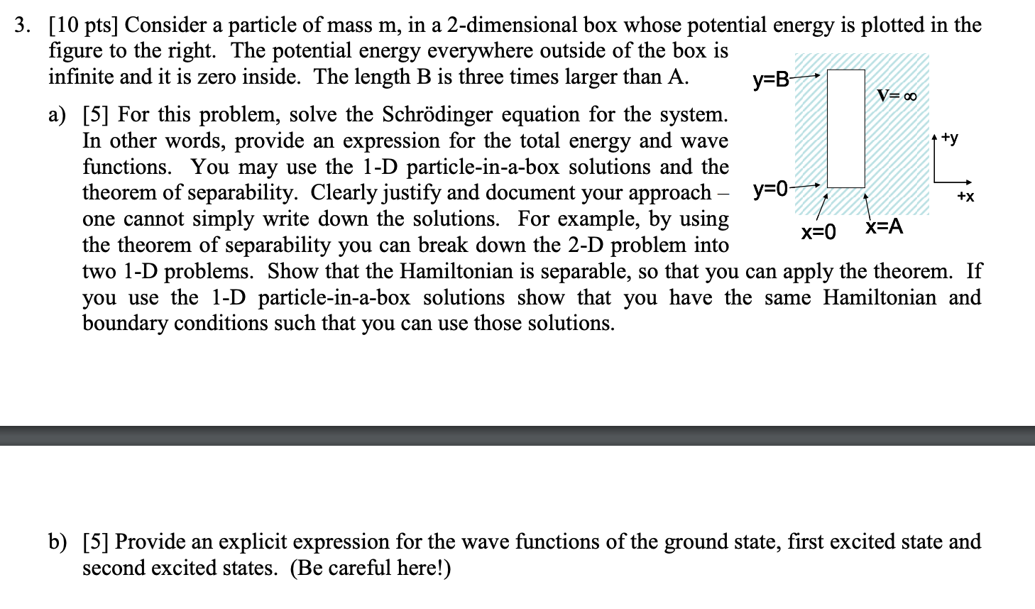 Solved [10 pts] Consider a particle of mass m, in a | Chegg.com