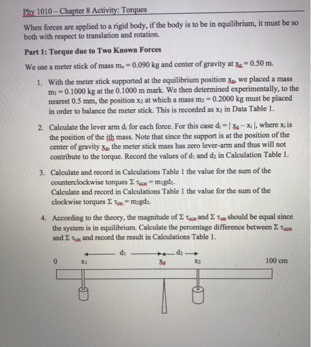 Solved Phy 1010-Chapter 8 Activity: Torques When forces are | Chegg.com
