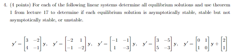 4. (4 points) For each of the following linear | Chegg.com