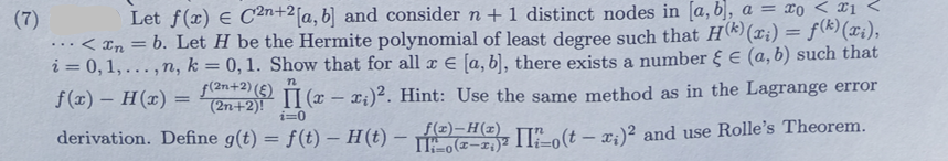 Solved Hint: Hermite polynomial (Numerical Analysis by | Chegg.com
