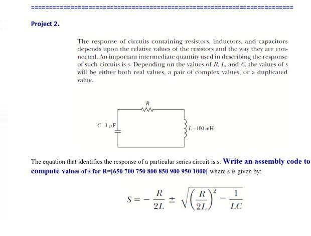 Solved i need the code for this equation by using assembly | Chegg.com