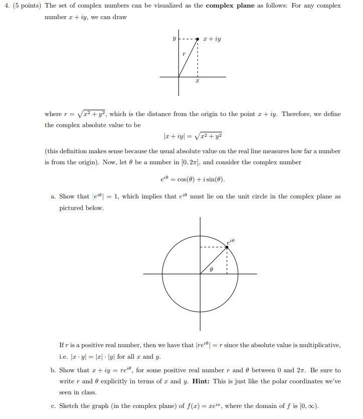 Solved 4. (5 points) The set of complex numbers can be | Chegg.com
