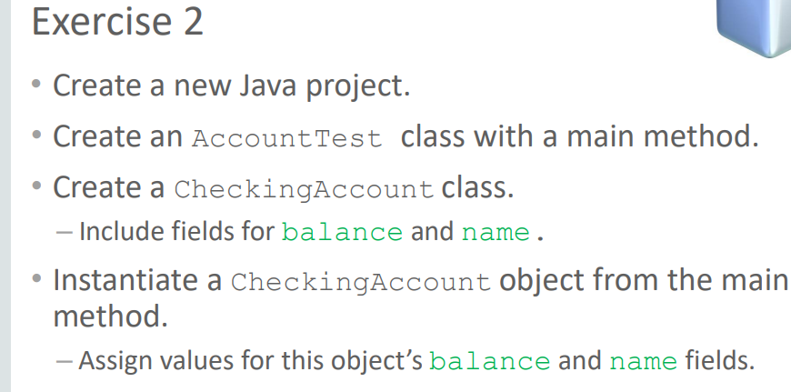 Solved Exercise 2 Create a new Java project. Create an | Chegg.com