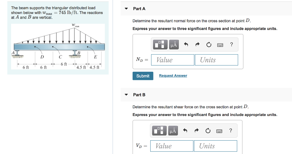 Solved The beam supports the triangular distributed load | Chegg.com