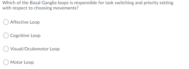 Solved Which of the Basal Ganglia loops is responsible for | Chegg.com