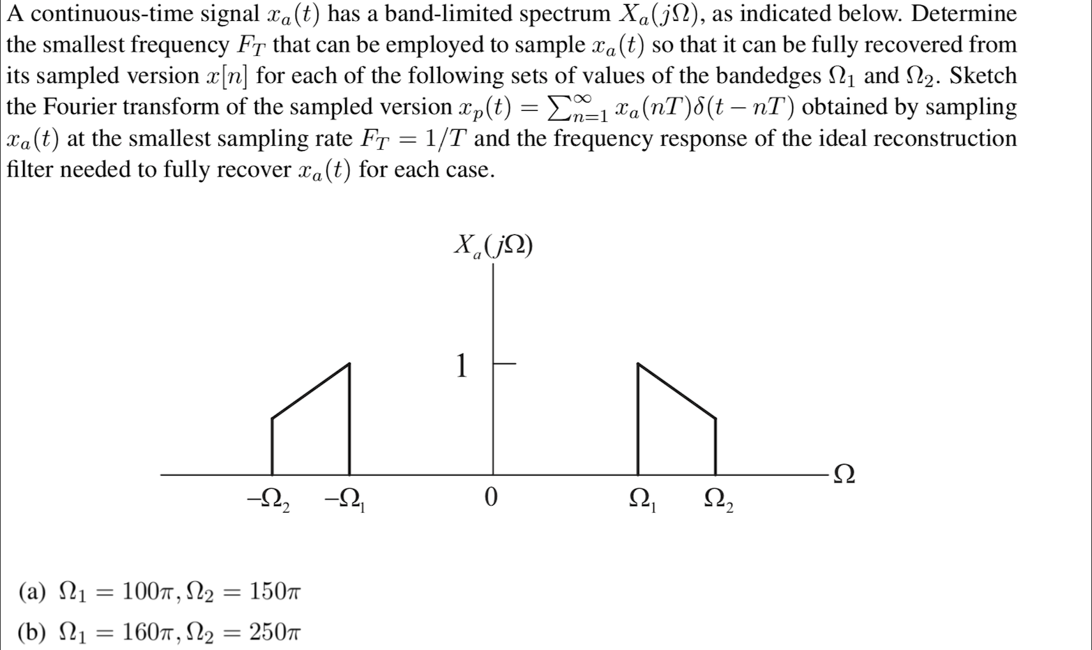A continuous-time signal xa(t) has a band-limited | Chegg.com