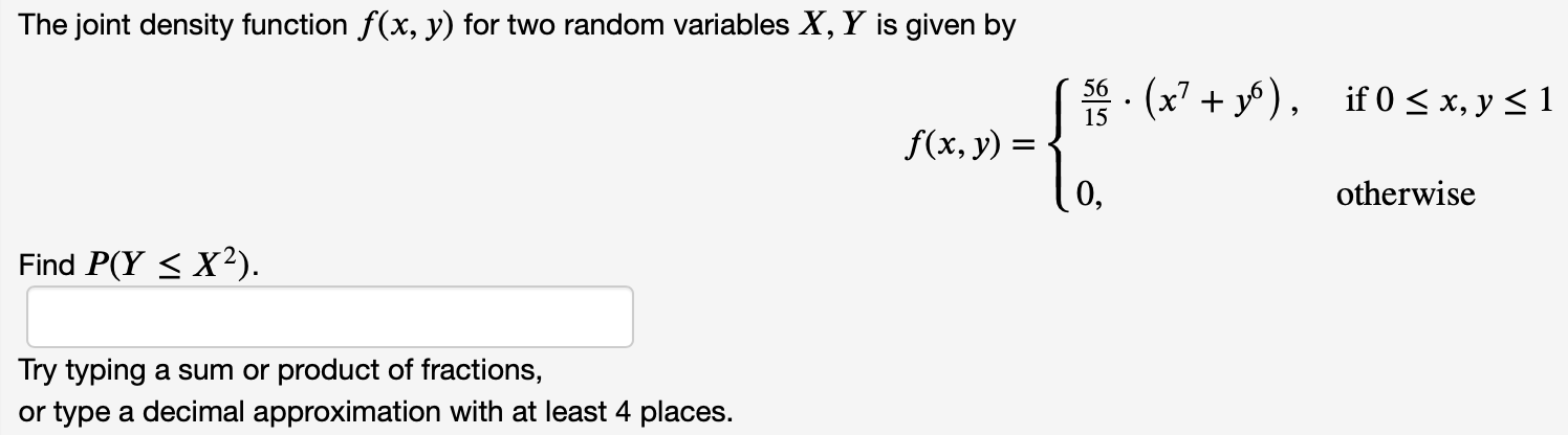 Solved The joint density function f(x,y) for two random | Chegg.com