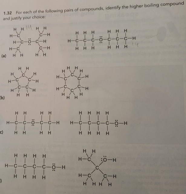 Solved 1.32 For each of the following pairs of compounds, | Chegg.com