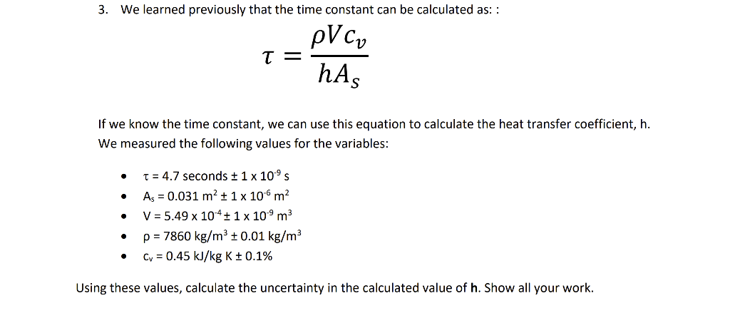 Solved 3. We learned previously that the time constant can | Chegg.com