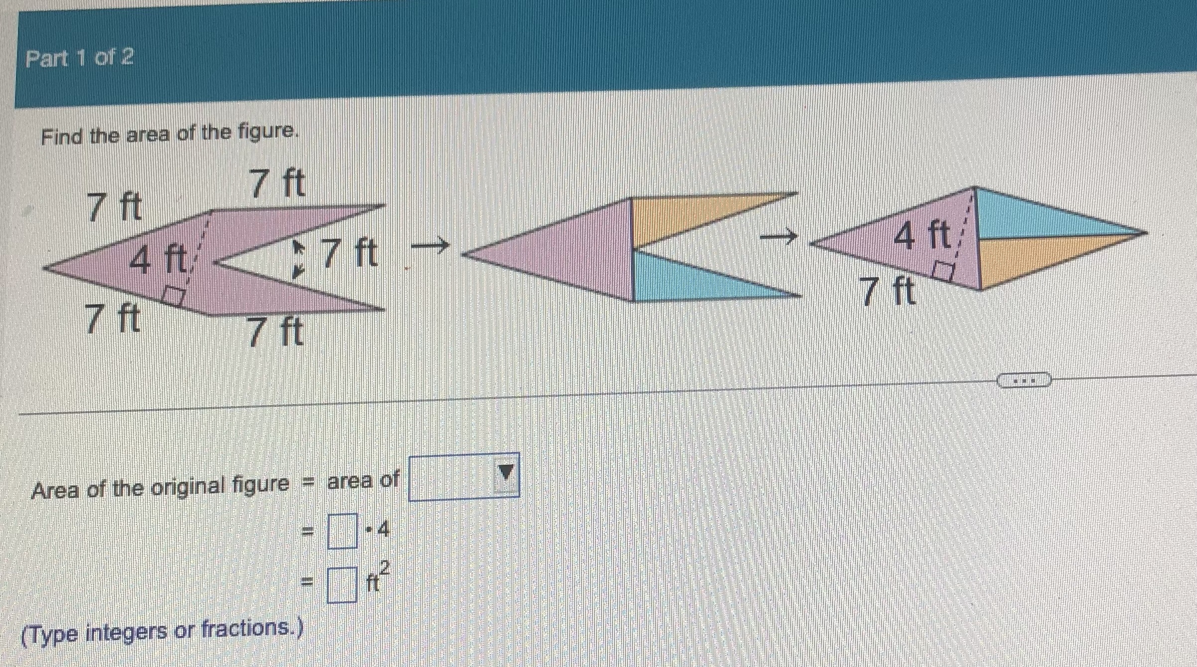 Solved Find the area of the figure. Area of the original | Chegg.com
