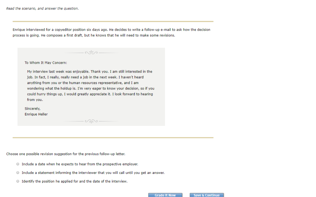 Solved Read the scenario, and answer the question. Enrique | Chegg.com