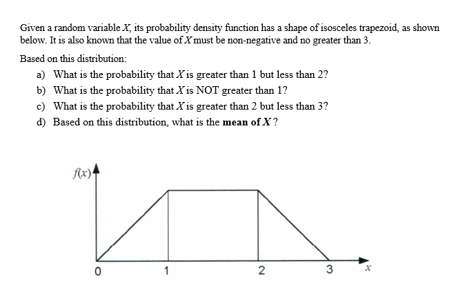 Solved Given a random variable X, its probability density | Chegg.com