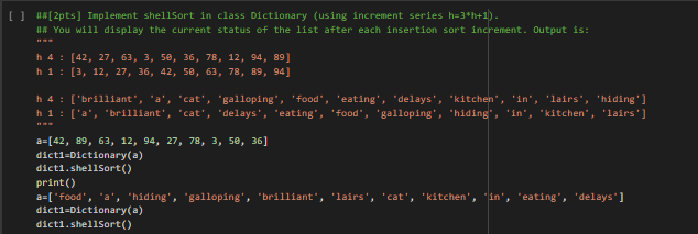 Solved Advanced Sorting Han Here is the class Dictionary | Chegg.com