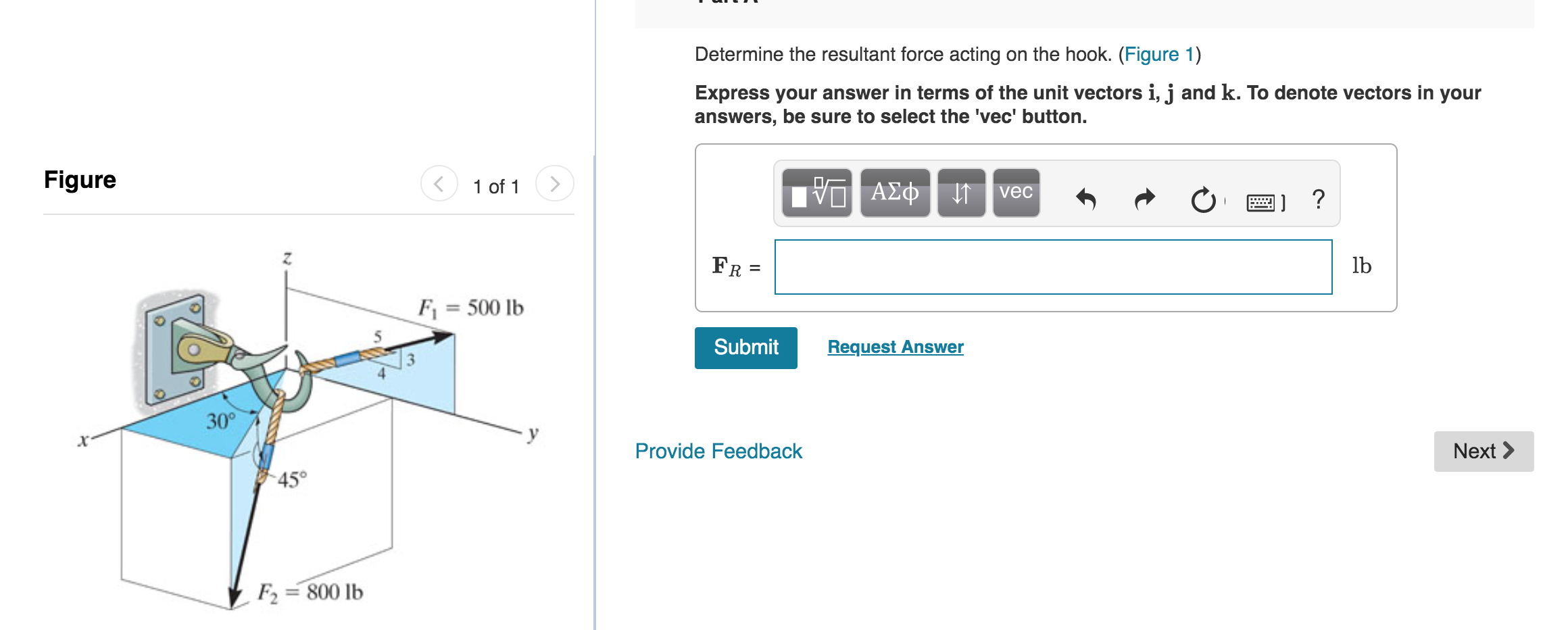Solved Determine The Resultant Force Acting On The Hook
